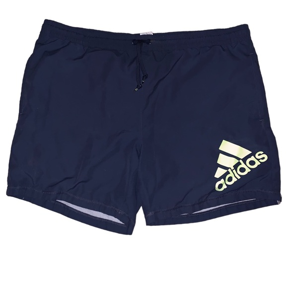 adidas | Shorts | Adidas Navy Blue Lime Neon Green Spellout Big Logo ...